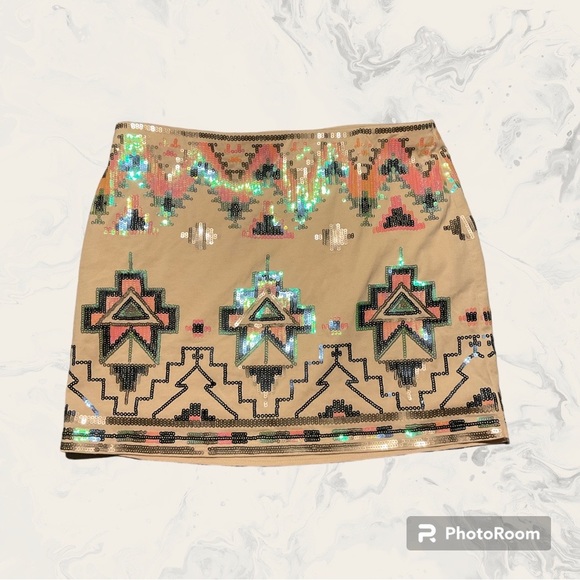 Express | Skirts | Express Brand Aztec Sequin Mini Skirt Multicolor | Poshmark